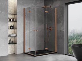 Mexen Mist-F Duo, skládací sprchový kout 100 x 110 cm, čiré sklo, měděný matný profil, 8A6-100L-110P-65-00