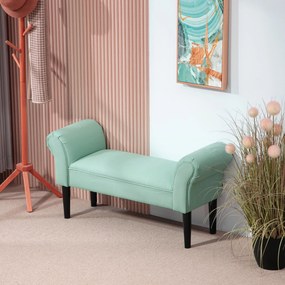 HOMCOM Lavička na postel, čalouněná lavička, sedací lavička, chodbičková lavička do ložnice, nosnost až 130 kg, plachtovina, zelená, 102 x 36 x 51 cm