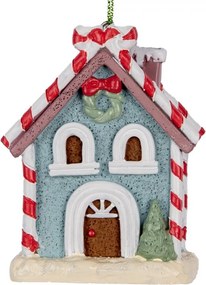 Modrá závěsná dekorace perníková chaloupka Candy - 6*4*8 cm