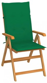 Skládací zahradní židle s poduškami teak / látka Dekorhome Tmavě zelená