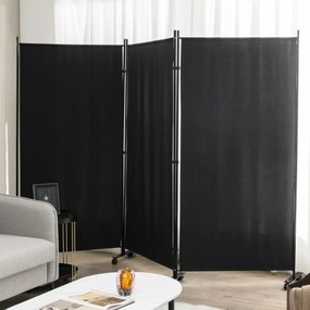Costway 180 cm dělicí příčka na kolečkách Skládací zástěna s 3 volně