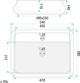 Rea Castel, umyvadlo na desku 530×380×140 mm, antický bronz, REA-U3508