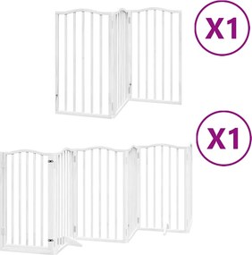 Zábrana pro psy s dvířky skládací 9 panelů bílá 450 cm topol 3155594