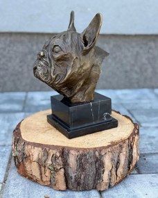 Bronzová socha - Francouzský buldok - busta
