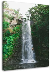 Obraz na plátně Vodopád Hory Les Příroda - 60x90 cm
