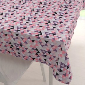 Biante Bavlněný obdélníkový ubrus Sandra SA-330 Růžovo-fialovo-černé trojúhelníčky 140x160 cm