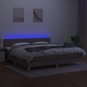 Box spring postel s matrací a LED taupe 200x200 cm textil 3133745