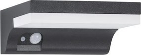 NV 9190101 Venkovní nástěnné svítidlo DYN antracitový hliník a akrylový difuzor LED 1.5W 3000K 3.7V 110st. IP65 solární / vypínač na těle / pohybové čidlo - NOVA LUCE