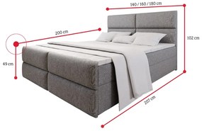 Expedo Čalouněná postel boxspring MILON + topper, 180x200, sawana 26