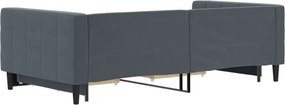 Válenda s přistýlkou a zásuvkami tmavě šedá 100 x 200 cm samet 3196747