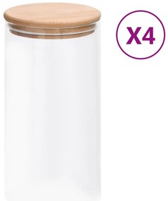Skleněné dózy s bambusovým víčkem 4 ks 1200 ml 150705