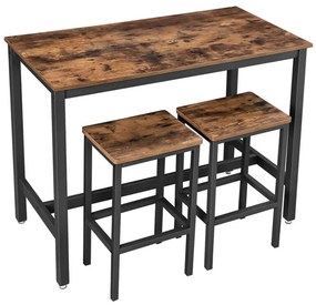 Vasagle Dřevěný barový stůl se stoličkami 120x60x90cm rustikální hnědá