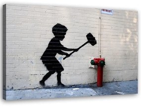 Obraz na plátně Banksy Hammer Boy - 100x70 cm