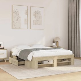 Rám postele bez matrace dub sonoma 120x190 cm kompozitní dřevo 3295515