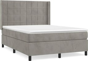 Box spring postel s matrací světle šedá 140x200 cm samet 3132681