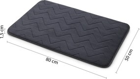 Gedy Gedy, MOUSSE koupelnová předložka, 50x80 cm, 100% polyester, protiskluz, antracit, 96MS508085