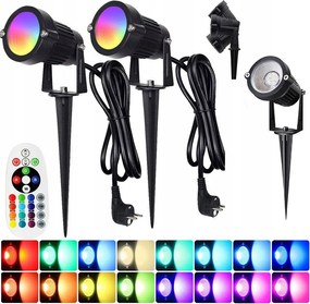 2KS Zahradní Reflektor Zapichovací špíz černý IP65 Led Rgb