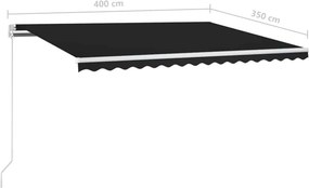 Ručně zatahovací markýza s LED světlem 400 x 350 cm antracitová 3068984