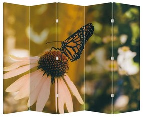 Paraván - Motýl na květině (210x170 cm)