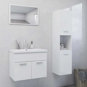vidaXL Set koupelnového nábytku dřevotříska [3070961] Barva: bílá s vysokým leskem