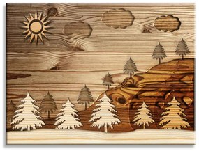 Obraz krajina ze dřeva Velikost (šířka x výška): 100x75 cm