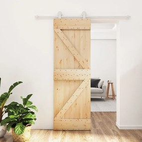 Posuvné dveře s kováním 70 x 210 cm masivní borové dřevo,  3203082