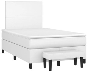 Box spring postel s matrací bílá 120x190 cm umělá kůže