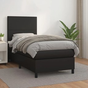 Box spring postel s matrací černá 100x200 cm umělá kůže 3142707