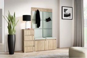 Eka Předsíňová stěna s čalouněnými panely Trinity 34 - Sonoma /Světlá zelená 2321