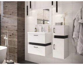 Koupelnový nábytek Torvaldi IV, Sifon k umyvadlu: ne, Umyvadlo: ne, Barva: bílá / bílá + černý mat