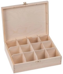 Dřevěná krabička na čaje se sponou - 29x23x8 cm