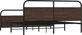 Kovový rám postele bez matrace hnědý dub 200 x 200 cm 3318668