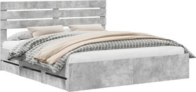 Rám postele s čelo Betonově šedá 180 x 200 cm Inženýrské dřevo 3411486