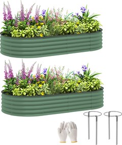 Outsunny sada dvou vyvýšených záhonů z oceli, zahradní bedna, studený rám, stohovatelný truhlík, zeleninový záhon 181x93x30cm pro zahradu a balkon, tr