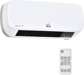 HOMCOM Topný ventilátor na stěnu 2000W s dálkovým ovládáním, 2 topné režimy, LED displej, 12hodinový časovač pro koupelnu 820-254