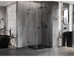 Mexen Lunar-B L pravý výklopný sprchový kout 70 x 70 cm, čiré sklo, černá matná, 832L-070-070-70-00-P