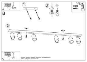 Bodové svítidlo Berg, 6x dřevěné stínítko, (možnost polohování)
