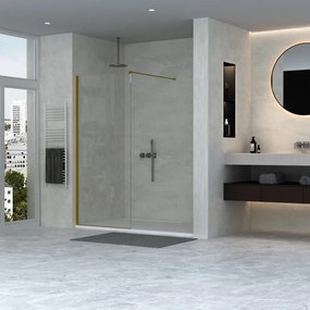 Erga Paris, sprchová zástěna Walk-In 50x200 cm, 8mm čiré sklo, zlatý matný profil, ERG-V02-PARIS-050x200-CL-GB