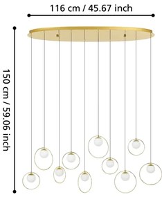Eglo 390347 - LED Stmívatelný lustr na lanku PORTOCOLOM 10xLED/3W/230V zlatá