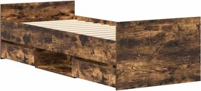 Rám postele s hlavovým a nožním čelem kouřový dub 100 x 200 cm 3203800