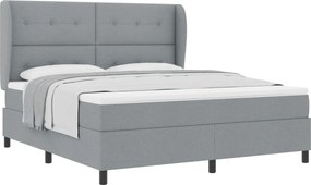 Postel s boxspringem s čelo Světle šedá 180 x 200 cm textil 3340578