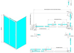 Aqualine Ugga sprchové dveře do niky 110 x 185 cm posuvné chrom čiré sklo ATS110