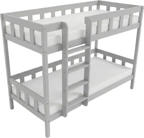 Benlemi Patrová postel PLOTTY s žebříkem 90x200 cm Zvolte barvu: Světle šedá, Zvolte šuplík: Bez šuplíku, Zvolte stranu: Vlevo