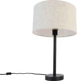 Moderní stolní lampa černá s bouclé stínítkem světle šedá 35 cm - Simplo