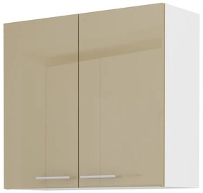 Horní kuchyňská skříňka Lavera 80 G 72 2F (bílá + lesk cappucino). 1032378