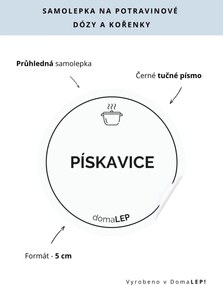 Samolepka na kořenky PÍSKAVICE průhledná 5 cm tučné písmo