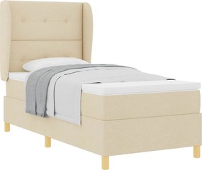 Postel s boxspringem s čelo Krémová 190 x 90 cm textil 3340730