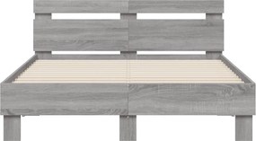 Rám postele s čelem a LED osvětlením šedý sonoma 120 x 190 cm 3207579