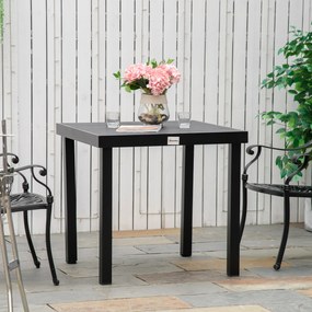 Outsunny zahradní stůl pro 4 osoby kompaktní jídelní stůl ze snadno udržovatelného hliníkového plastu černý 80x80x74cm pro zahradní nábytek | Aosom.de