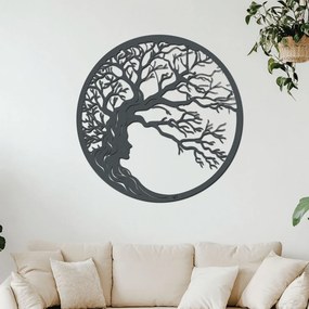 dřevo života Dřevěný strom VĚDOMÍ na zeď Zvolte rozměr (cm): 80x80, Zvolte barvu dekoru: Antracitová